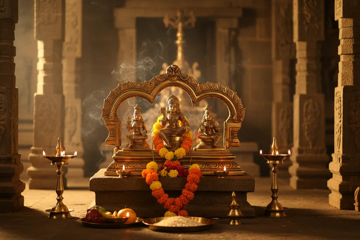 Brass Ayyanar With Poorna And Pushkala With Prabhavali statue ...