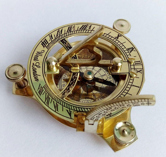 Brass Golden Sundial Compass Clock | Antique Vintage Gift – ArtyCraftz