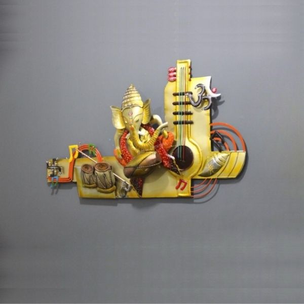 Ganesha with Musical Instruments Metal Wall Art - ArtyCraftz - Online ...