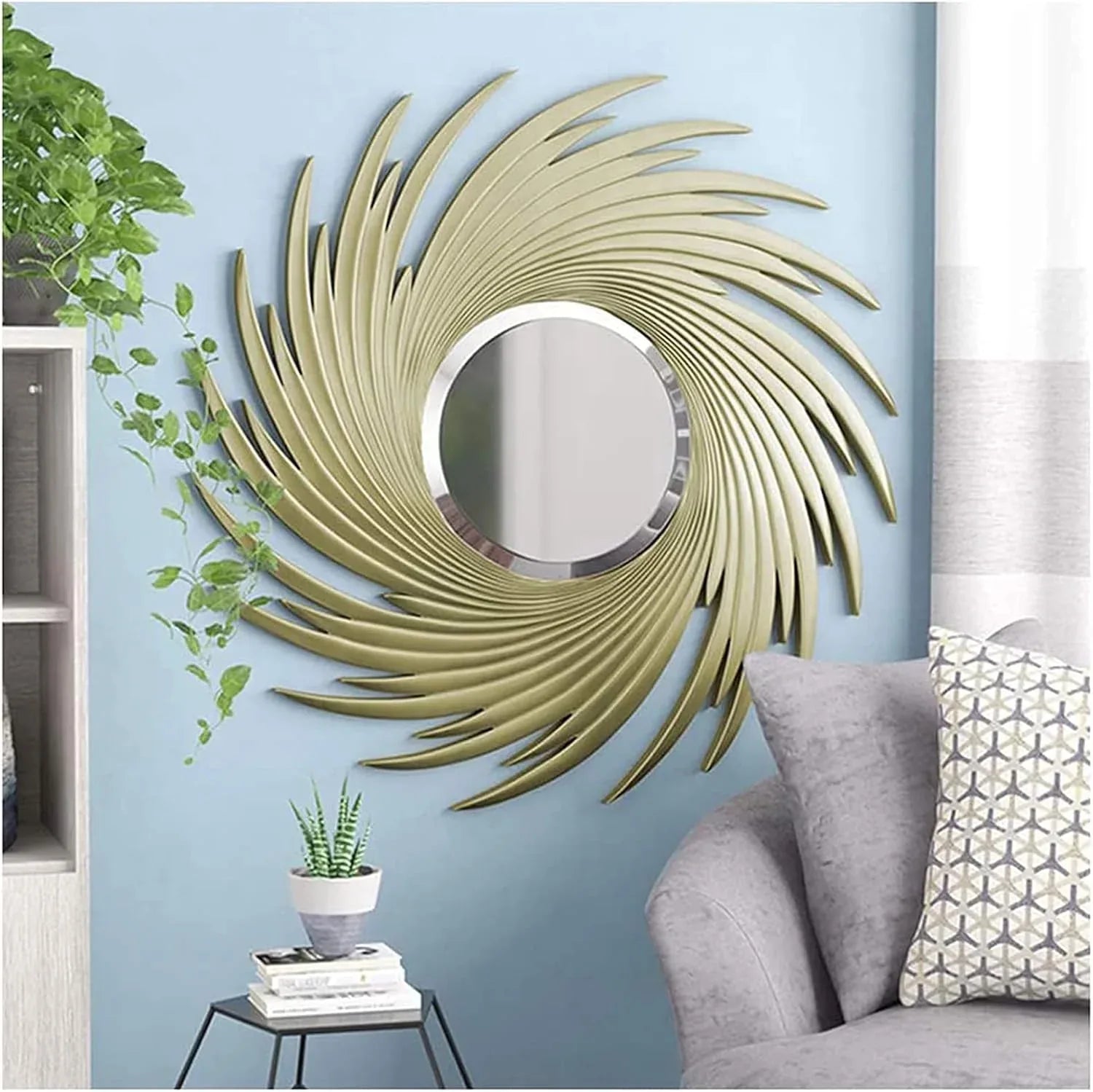 Golden Swirl Iron Frame Wall Mirror – ArtyCraftz