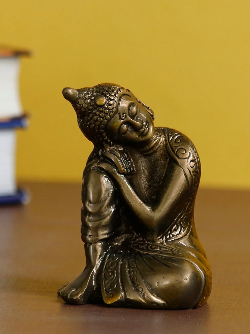 Metal Resting Buddha On Knee Statue - ArtyCraftz